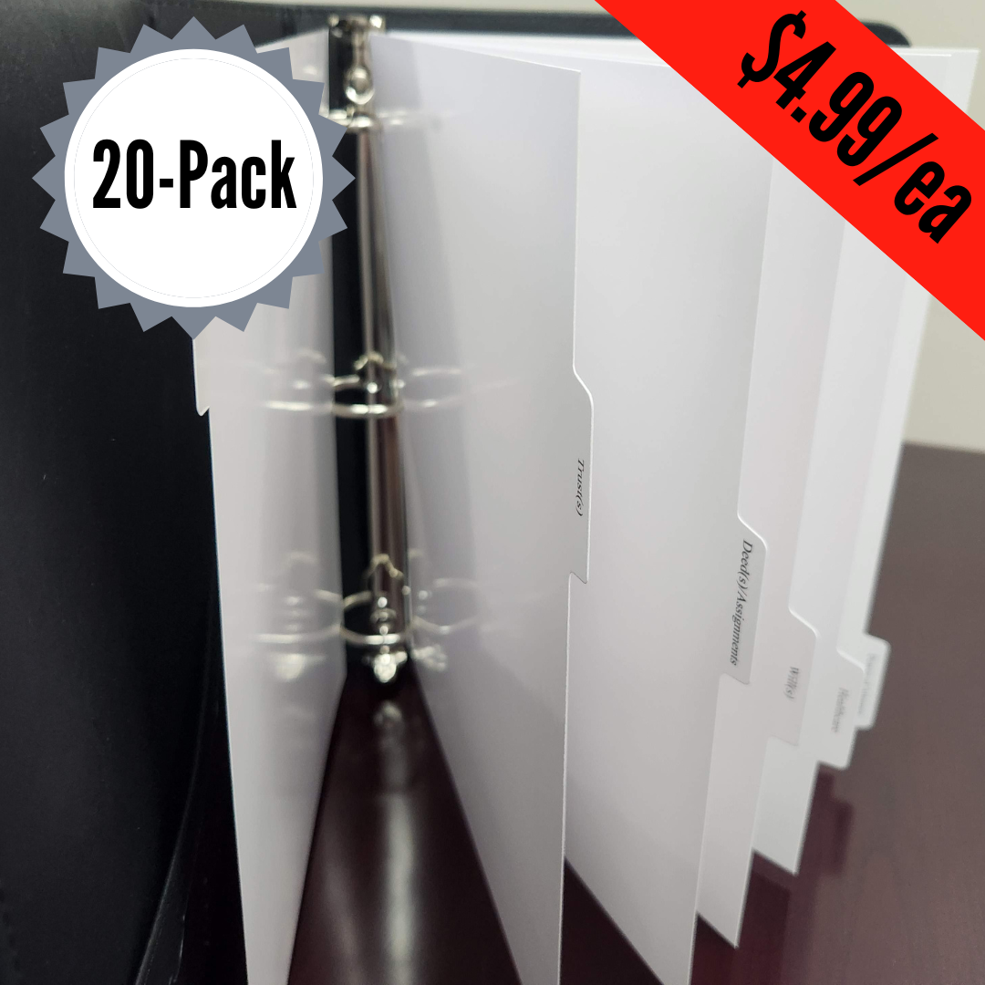Fully Laminated Index Tabs, 6-Tab Set | 20-Pack – Estate Planning ...